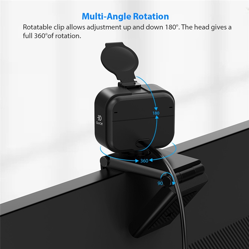 Уеб камера със статив, 4K Full-HD с LED, WALALLA, Резолюция 3840x2160 ...