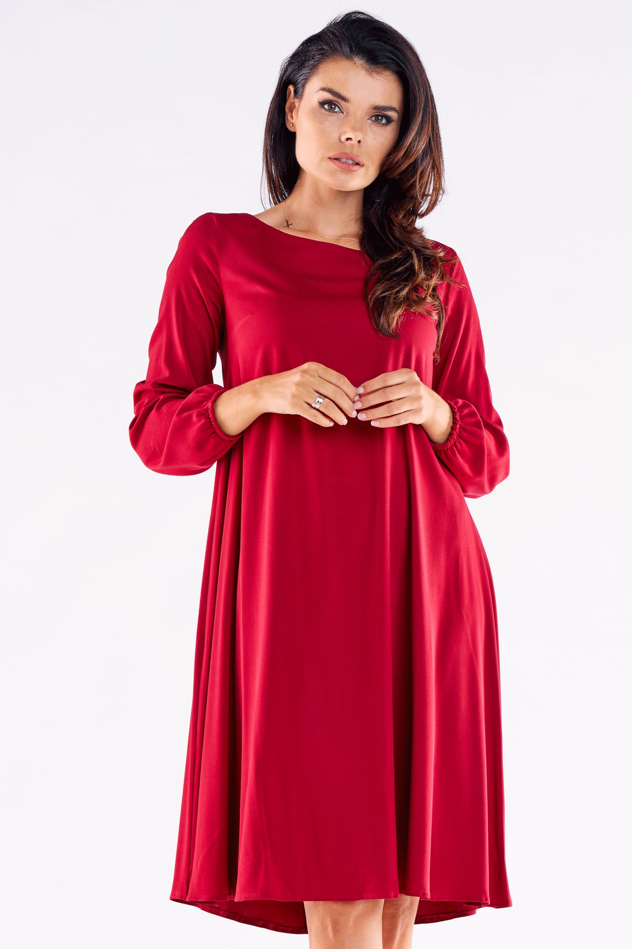 Rochie dama, Awama, Viscoza, Marime XL, Claret - eMAG.ro