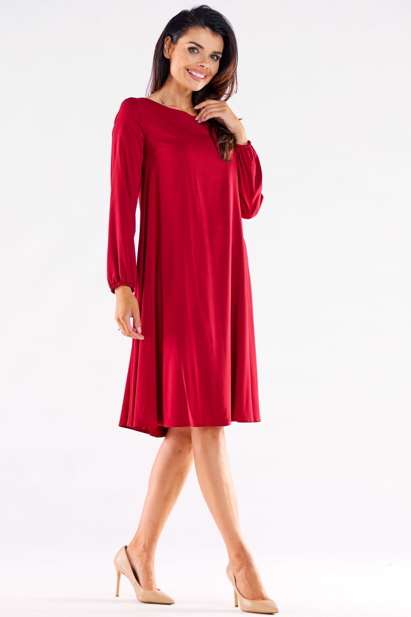 Rochie dama, Awama, Viscoza, Marime XL, Claret - eMAG.ro