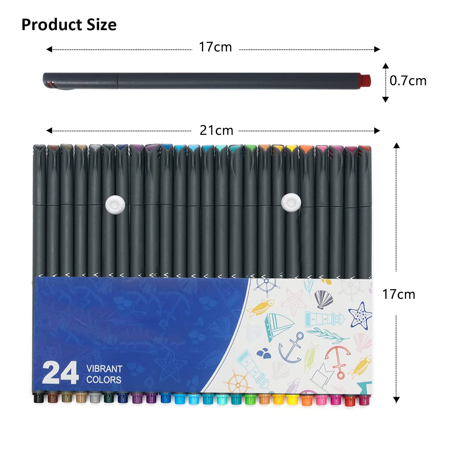 Set 24 finelinere 0.4 mm, Darklove, potrivit pentru desen, jurnal ...