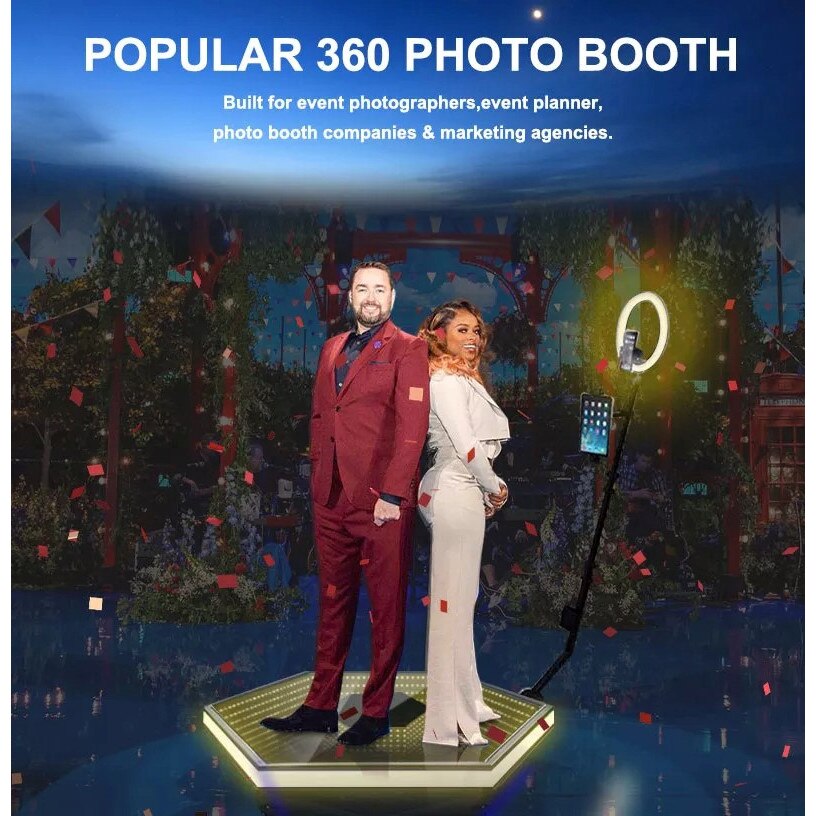 Platforma foto video Selfie 360 grade cu brat rotativ si led RGB ...