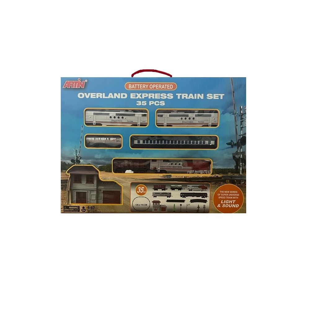 Trenulet electric cu Sine, 5 Vagoane, Bariere, Semne de circulatie ...