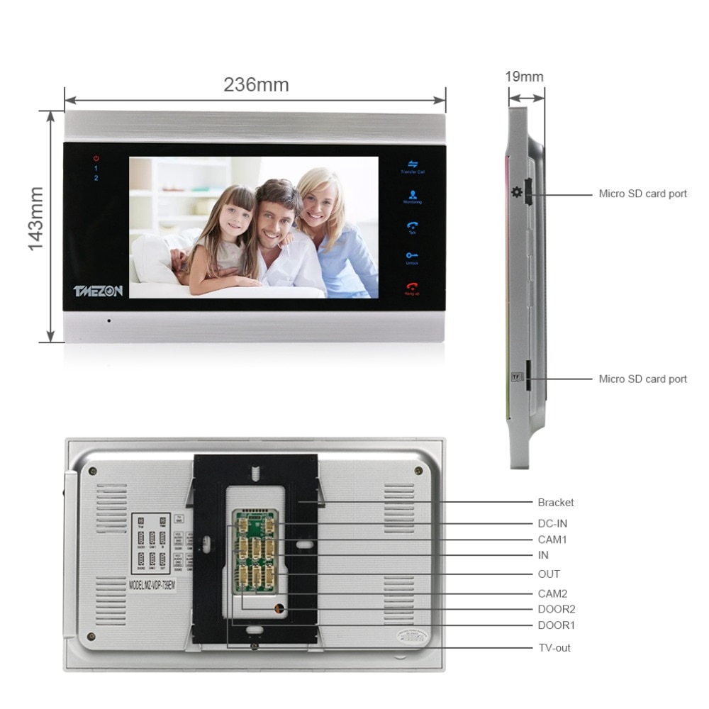 Sistem interfon Tmezon MZ-VDP-739EM pentru sonerie exterior MZ-VDP ...