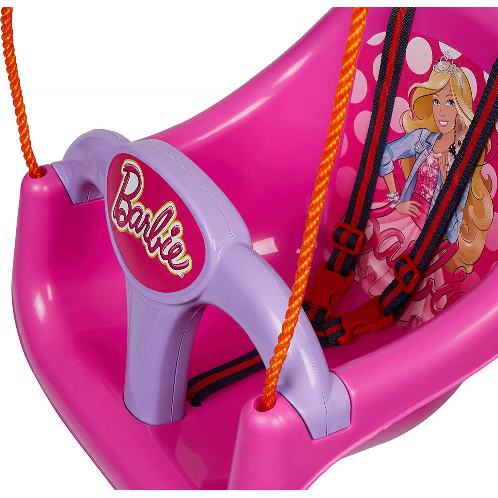 Leagan din plastic cu centura de siguranta Barbie Roz - eMAG.ro