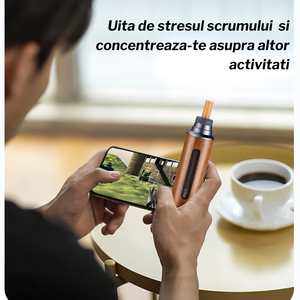 Scrumiera portabila, lemn de nuc, suport pentru tigara, prevenirea ...