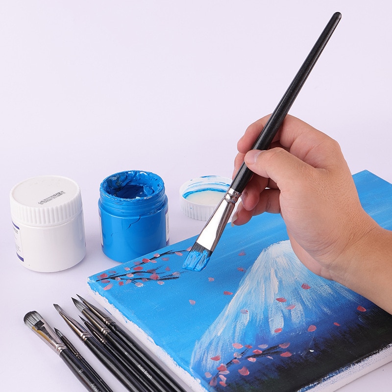 Комплект от 12 четки за рисуване Jeswo, Акрилни, Черни - eMAG.bg