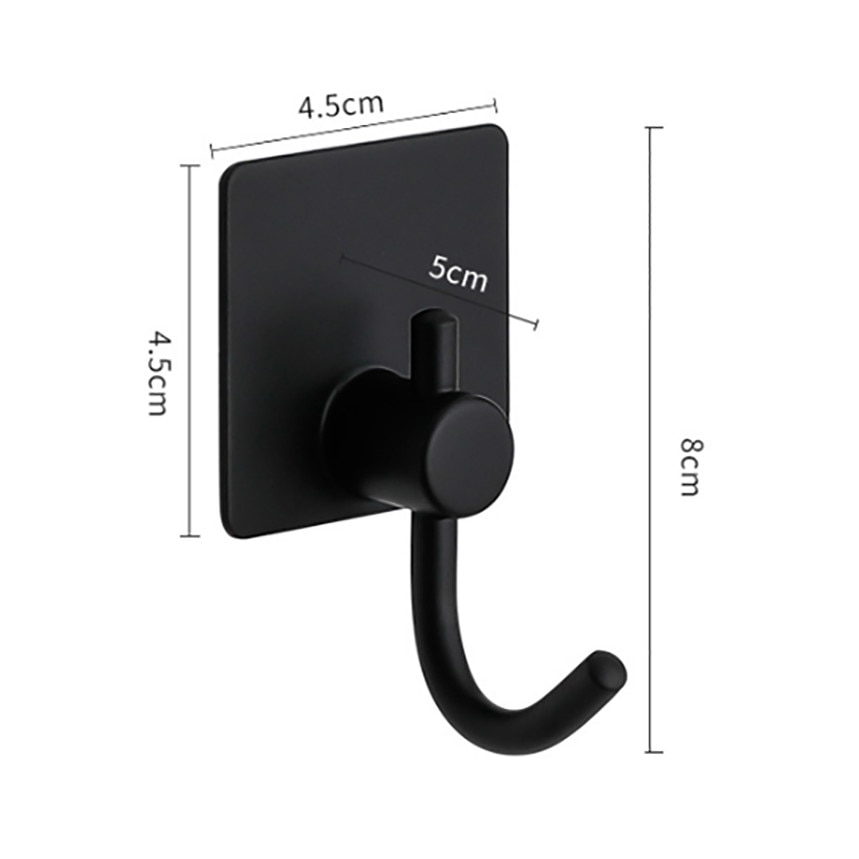 Set 4 carlige adezive pentru perete, Jeswo, Otel inoxidabil, Negru ...