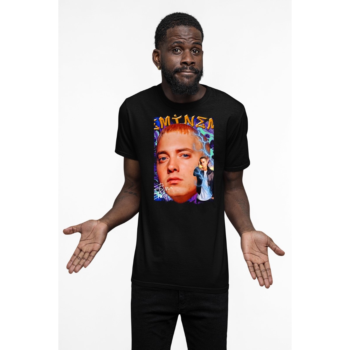 Tricou personalizat pentru barbati cu imprimeu, Eminem model 5, Bumbac ...