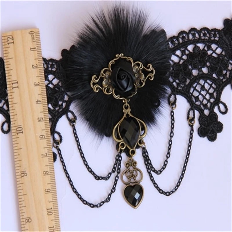 Colier tip choker dantela, Gothic, marime reglabila, Negru Grant - eMAG.ro