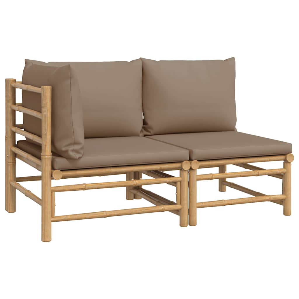 Set mobilier de gradina cu perne gri taupe vidaXL, 2 piese, bambus, 16. ...
