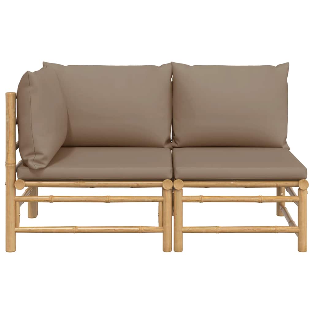 Set mobilier de gradina cu perne gri taupe vidaXL, 2 piese, bambus, 16. ...