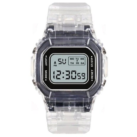 Ceas digital, Quartz, Silicon, Transparent/Negru - eMAG.ro