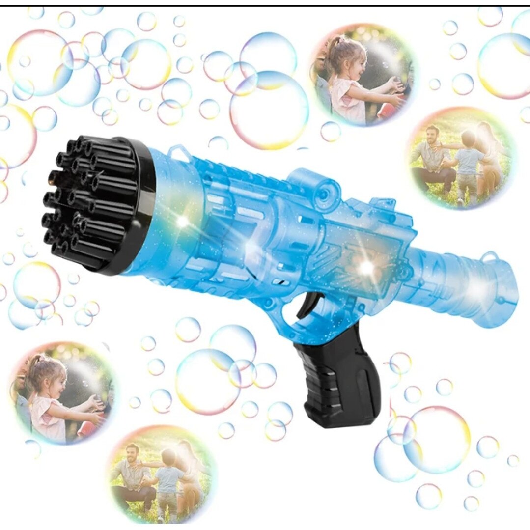 Пистолет за балончета Bubble Gun 24 дупки, синьо - черен - eMAG.bg