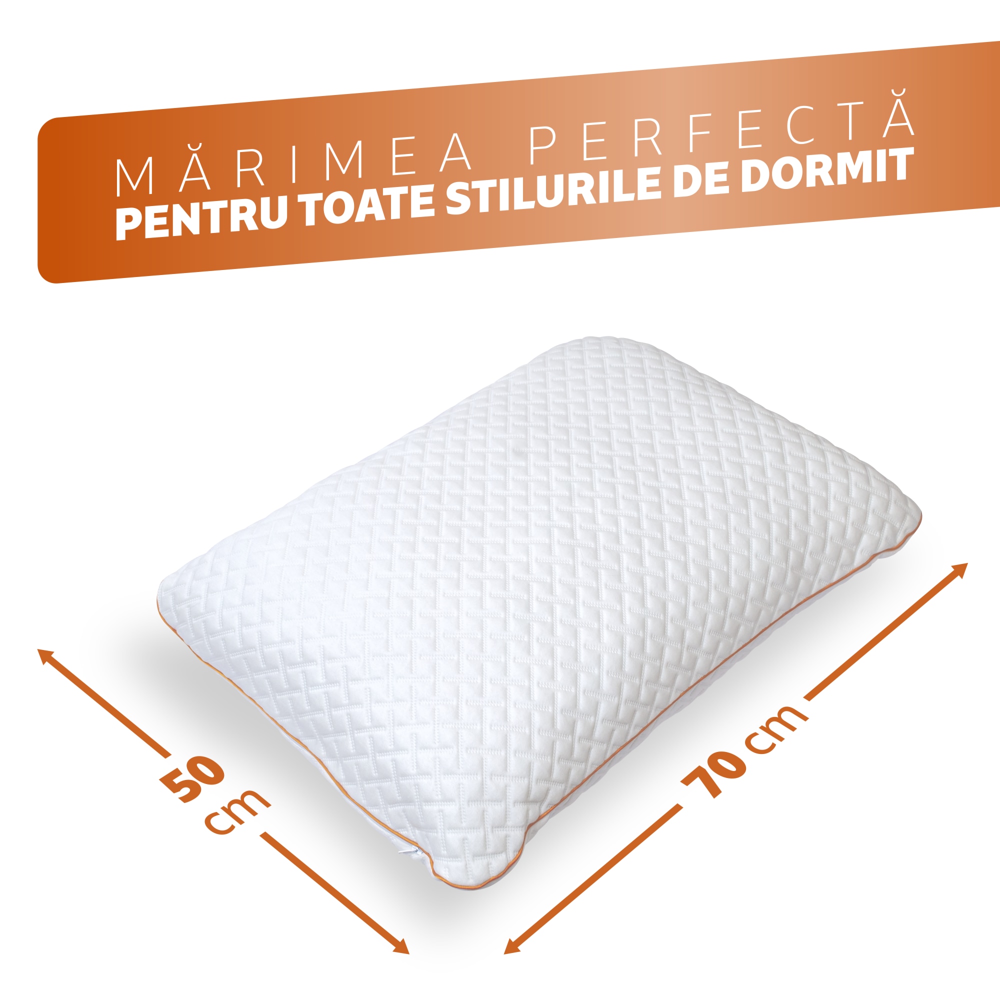 Perna ergonomica cu spuma cu memorie maruntita, CEDA NOVA, 50X70cm, Alb ...