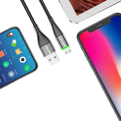 Cablu de Incarcare OZ USLION, Premium Textil, USB la Micro USB 3A, 2M ...