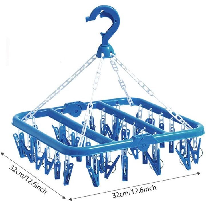 Uscator de rufe, Plastic, Pliabil, 32 cleme, Albastru - eMAG.ro