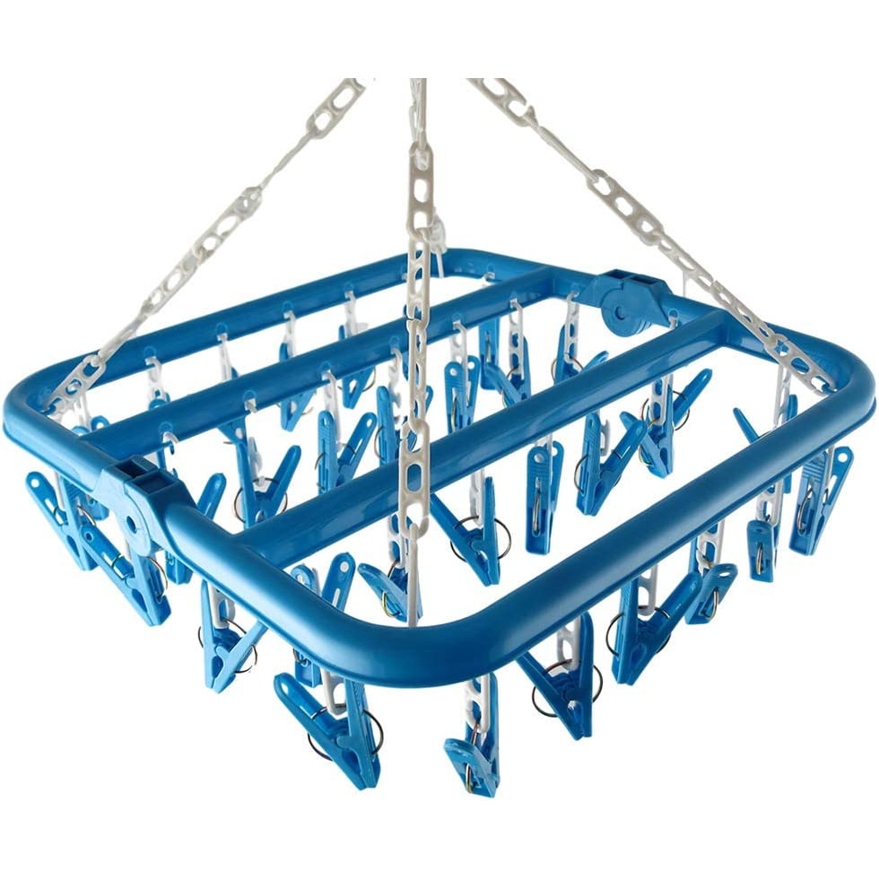 Uscator de rufe, Plastic, Pliabil, 32 cleme, Albastru - eMAG.ro