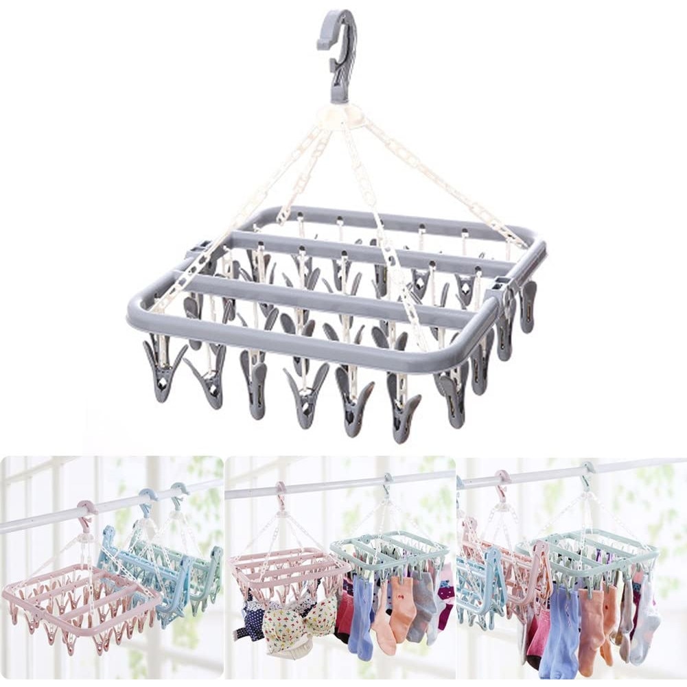 Uscator de rufe, Plastic, Pliabil, 32 cleme, Alb/Gri - eMAG.ro