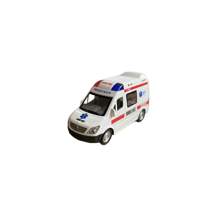 Masina Ambulanta cu Lumini, Sunete si Usi Mobile, 25 x 12 cm, Pentru ...