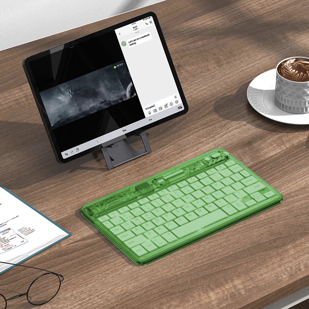 Tastatura Bluetooth Universala, Iluminata, Cablu Type-C, Ultra Slim, Optim Protection, Wireless ...