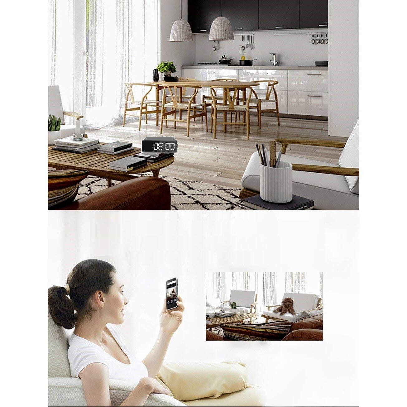 Mini camera Spy Wifi Ascunsa in Ceas Desteptator, Microfon, Infrarosu ...