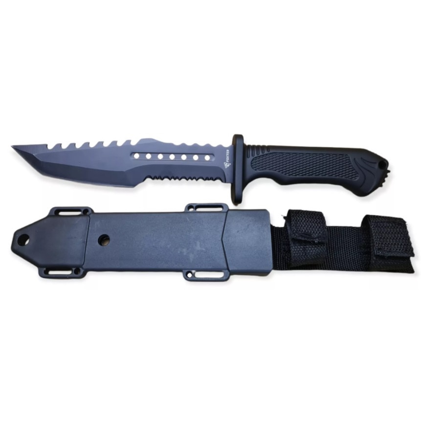 Cutit tactic de vanatoare, Foxter, Otel inoxidabil, 31 cm, Negru - eMAG.ro