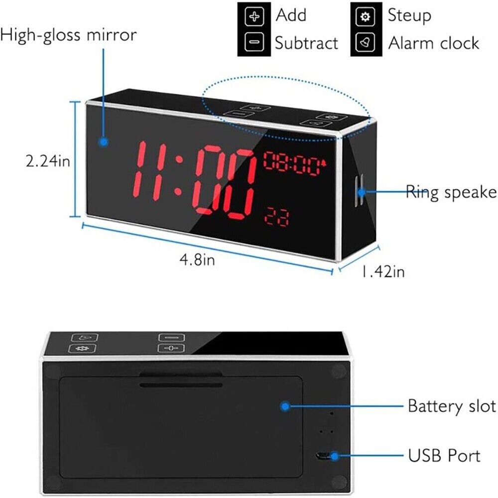 Mini camera Spy Wifi Ascunsa in real Ceas Desteptator, Alarm, Microfon ...