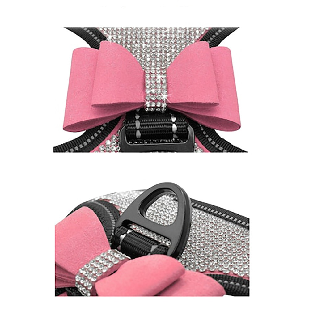 Ham pentru animale de companie, Vaxiuja, cu pietricele si fundita, pentru caini mici/catei, Roz ...