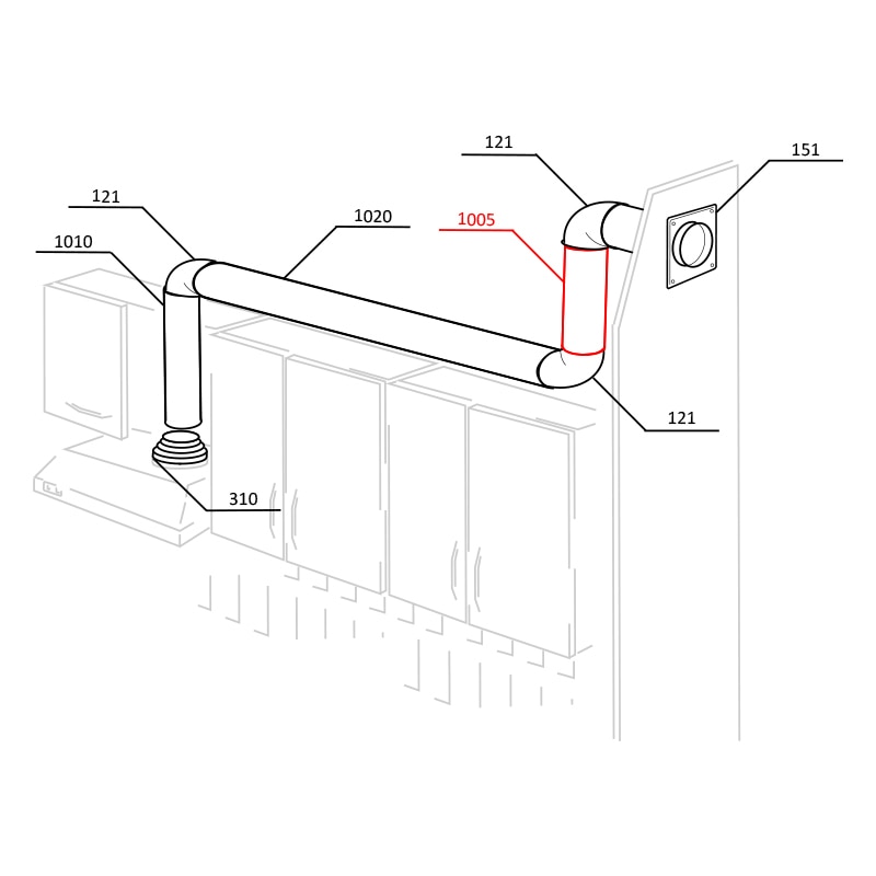 Комплект комбинирани въздуховоди Vents, за аспиратор кухня, 55 x 110 mm - eMAG.bg
