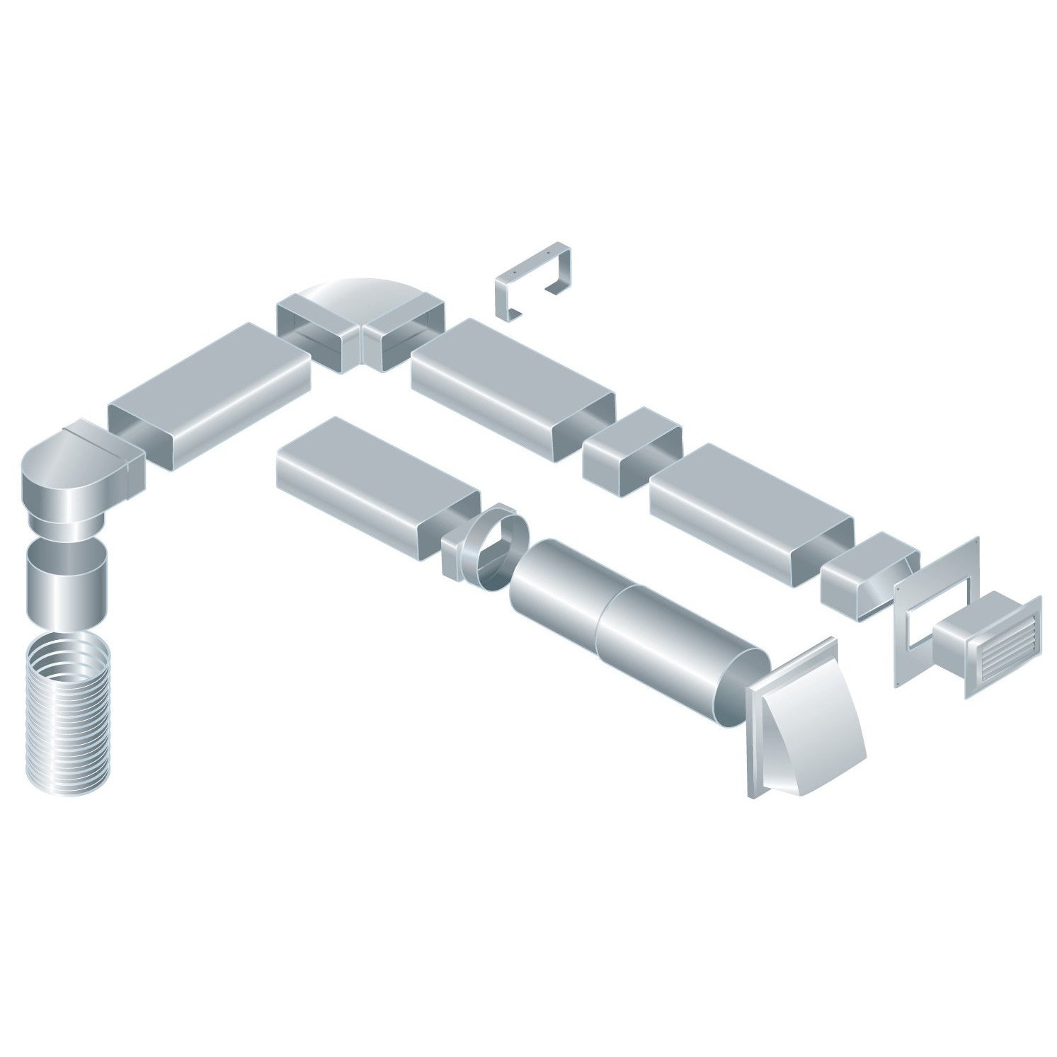 Комплект комбинирани въздуховоди Vents, за аспиратор кухня, 55 x 110 mm - eMAG.bg