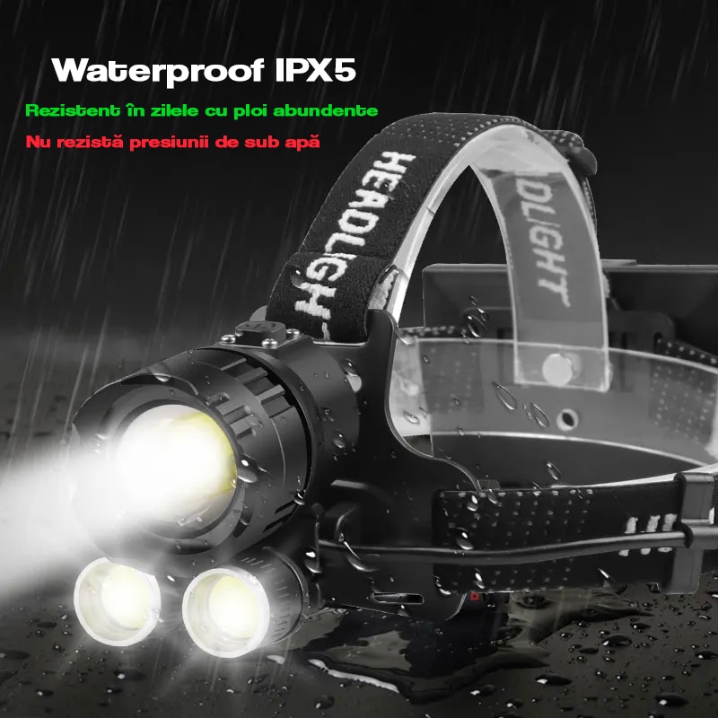 Lanterna puternica de cap FiGGA® LED XHP-160, 48000 lumeni, 1600 metri ...