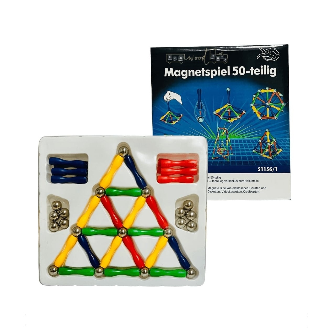 3D конструктор, Magnetspiel, магнитен, многоцветен, 50 бр - eMAG.bg