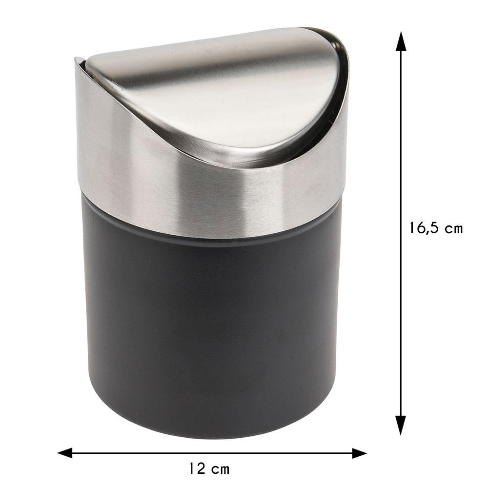 Mini cos de gunoi, Otel, 1.5 L, Negru - eMAG.ro