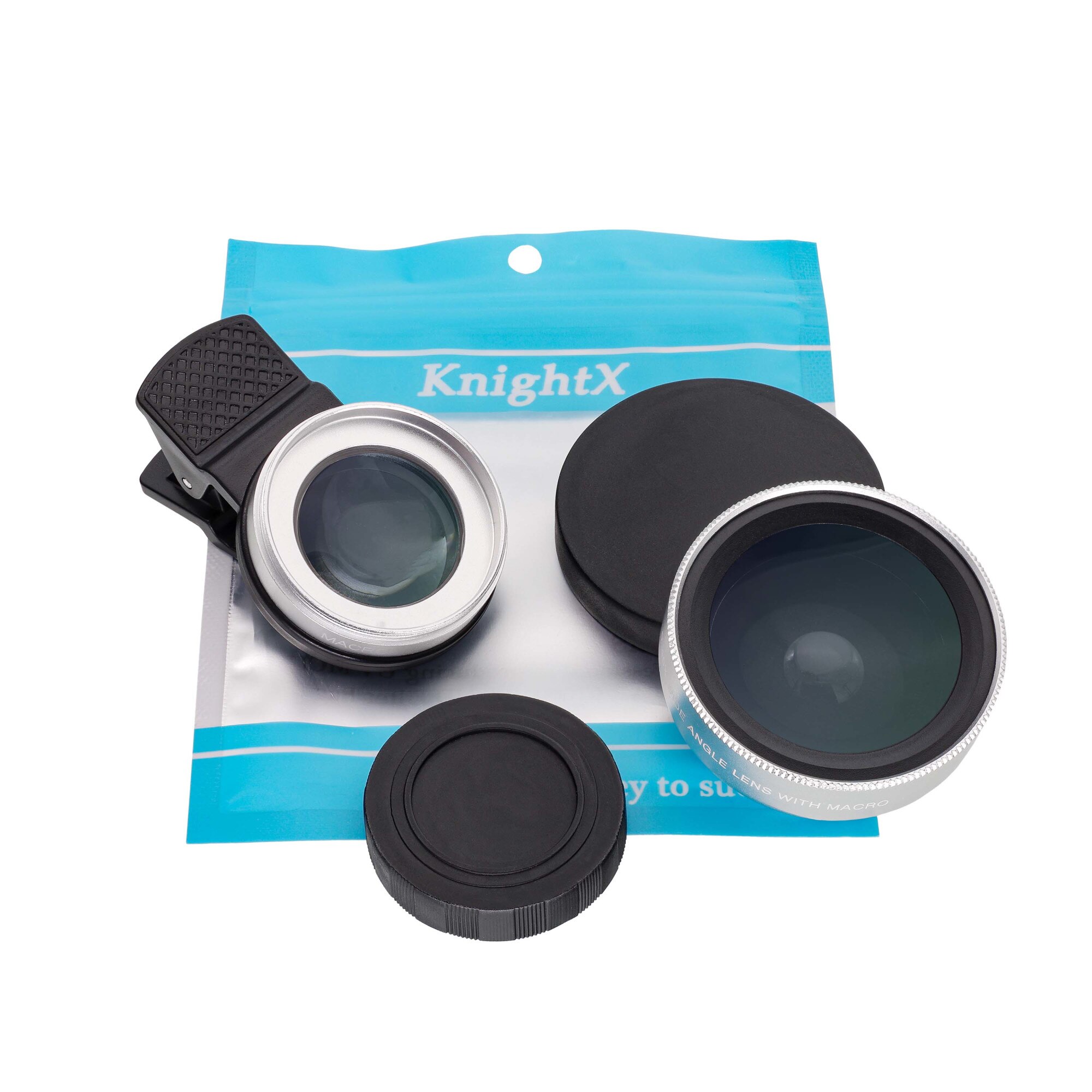 Lentila 2in1 KnightX HD Macro 12.5x si Wide 0.45x, Chrome, Clip ...