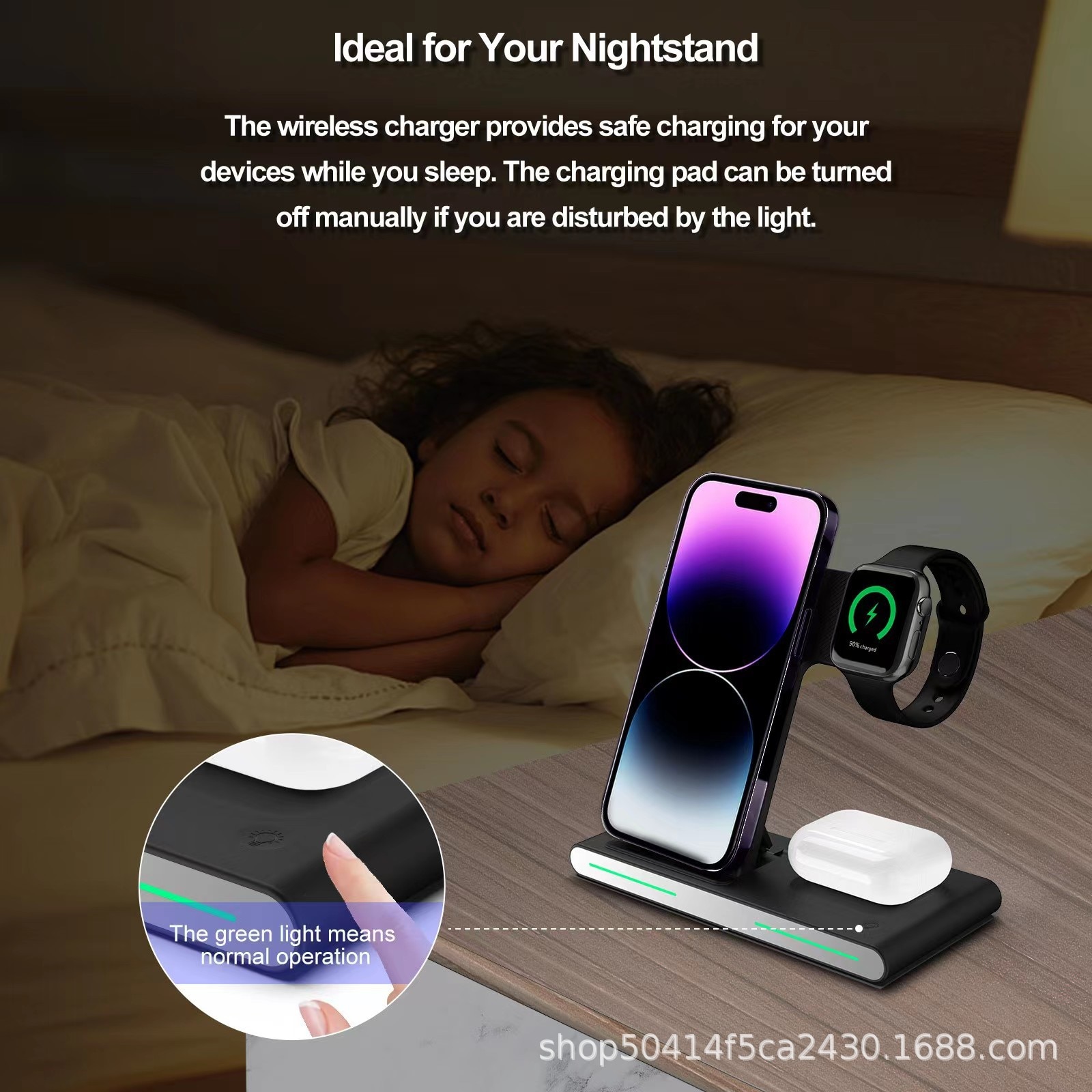 Statie de Incarcare Wireless 3 In 1 Suport Pentru Telefon, Smartwatch ...