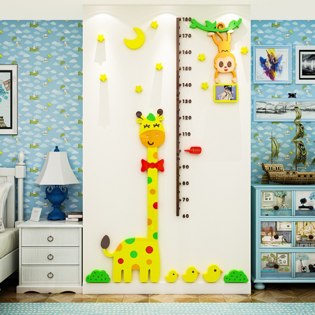Sticker metru masurare inaltime copii, 3D, acrilic, rezistent la ...