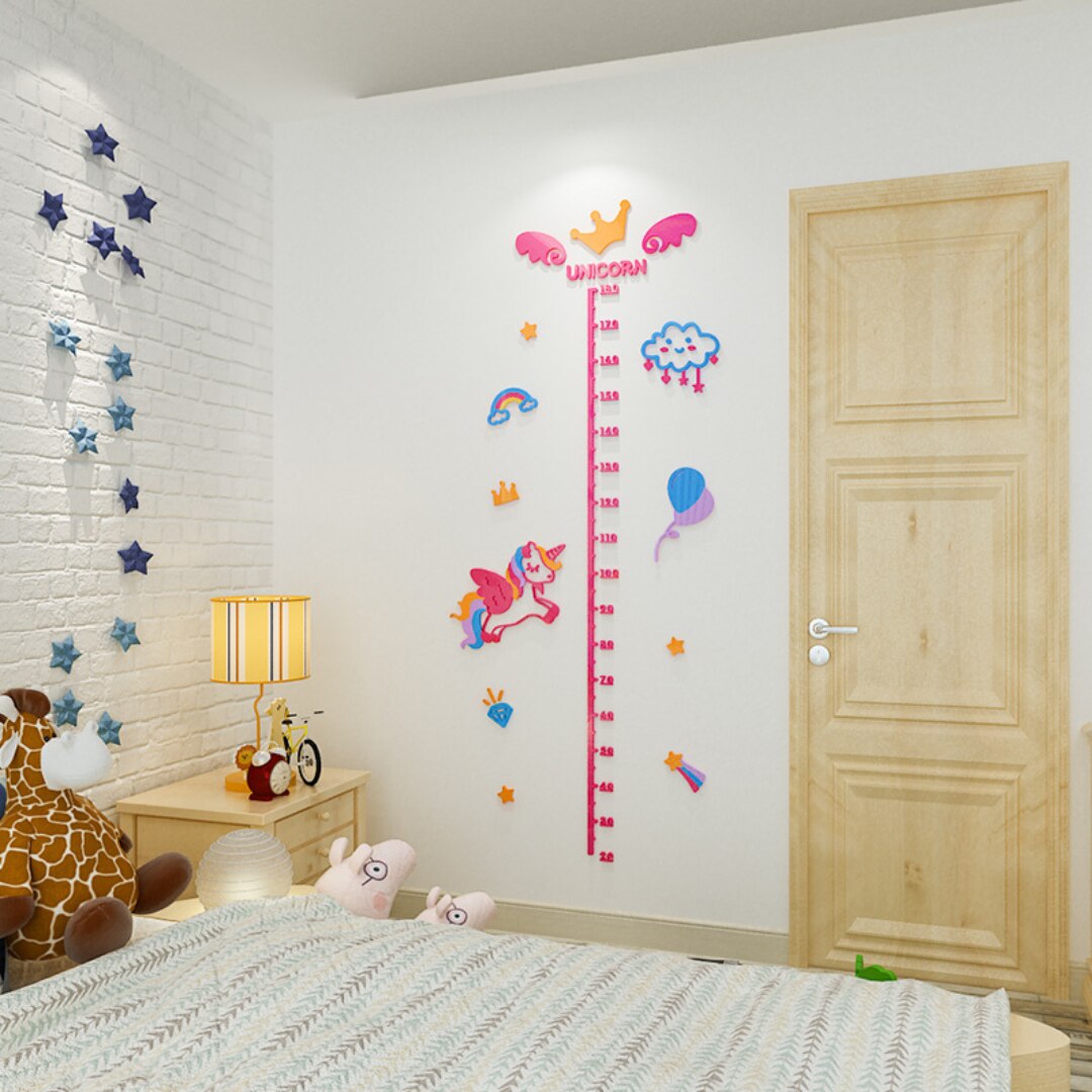 Sticker metru masurare inaltime copii, 3D, acrilic, rezistent la ...