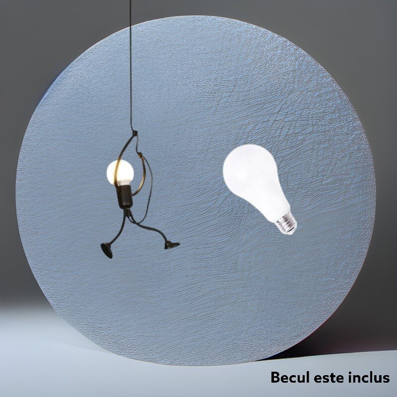 Pendul suspedat creativ, camera de copii, culoare neagra, bec inclus ...