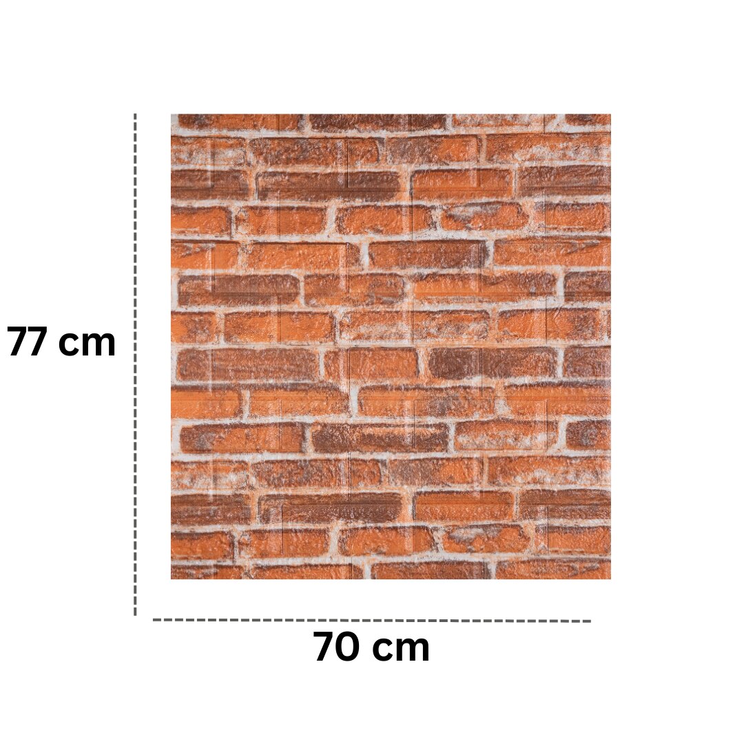 Set 10 x Tapet Spuma 3D Autoadeziv, Model Caramida, 77cm x 70cm, Eco ...