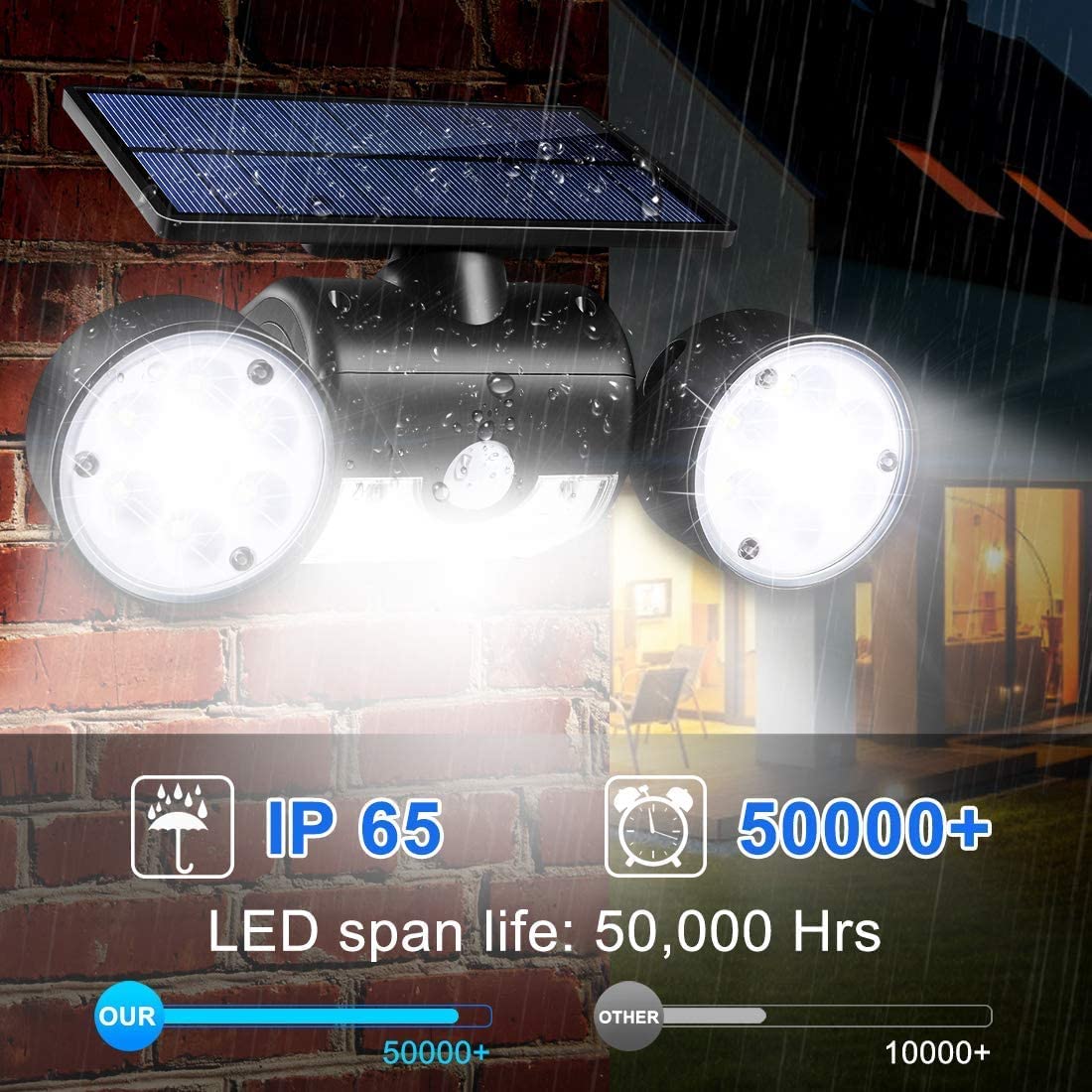 Lumini solare in aer liber, 2 pachete, ABS, Cu senzor de miscare, Cap ...