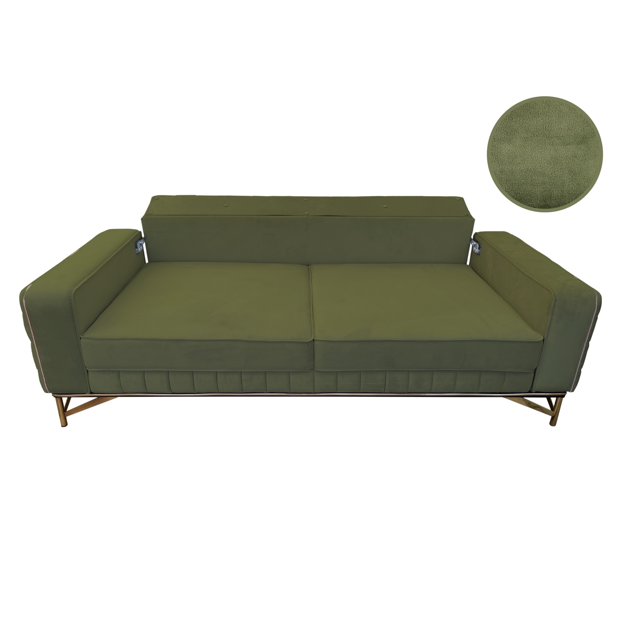 Canapea extensibila Diego, 3 locuri, catifea, verde maslin, F11 ...