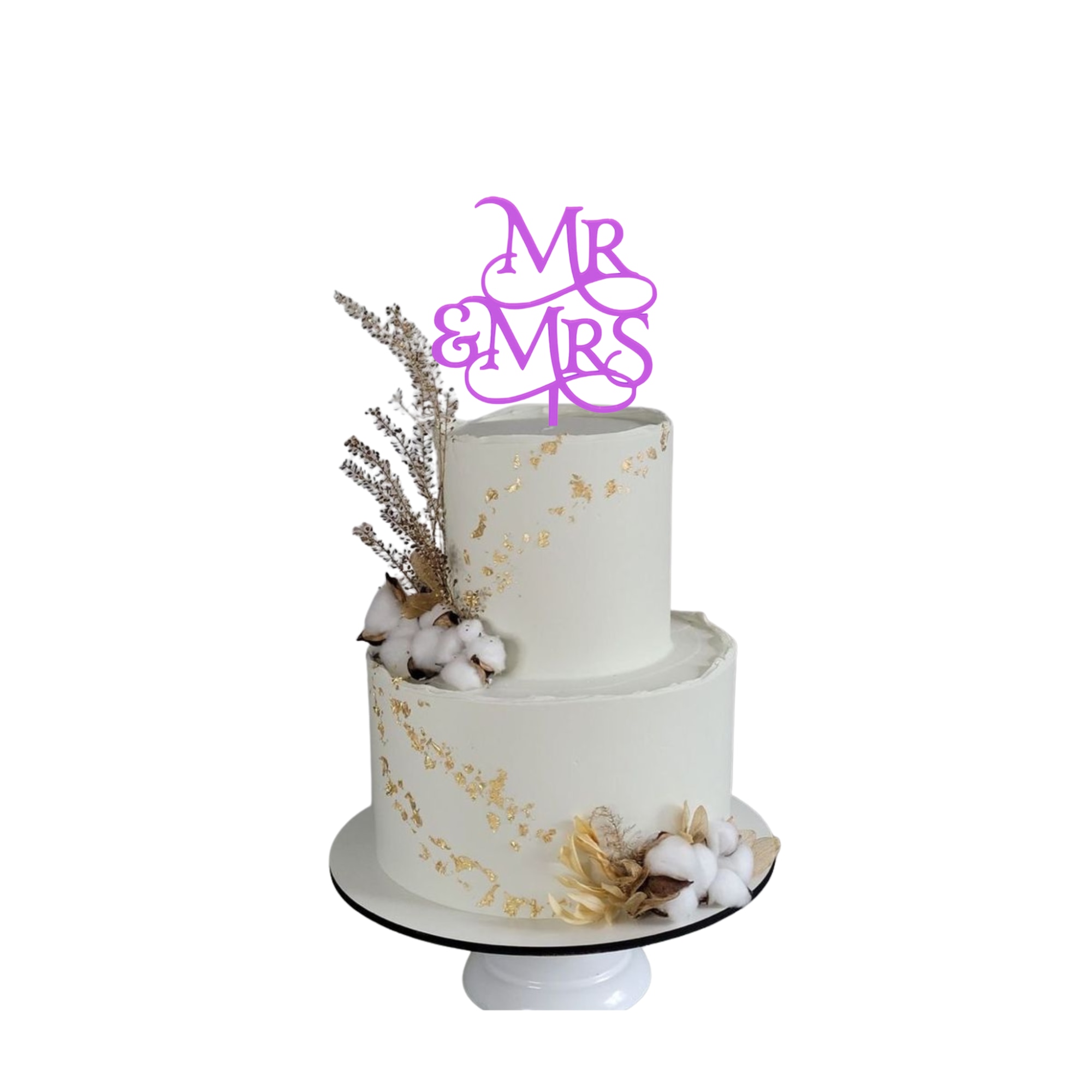 Decoratiune topper tort nunta, Mr and Mrs, mov deschis 17 x 13.5 cm ...