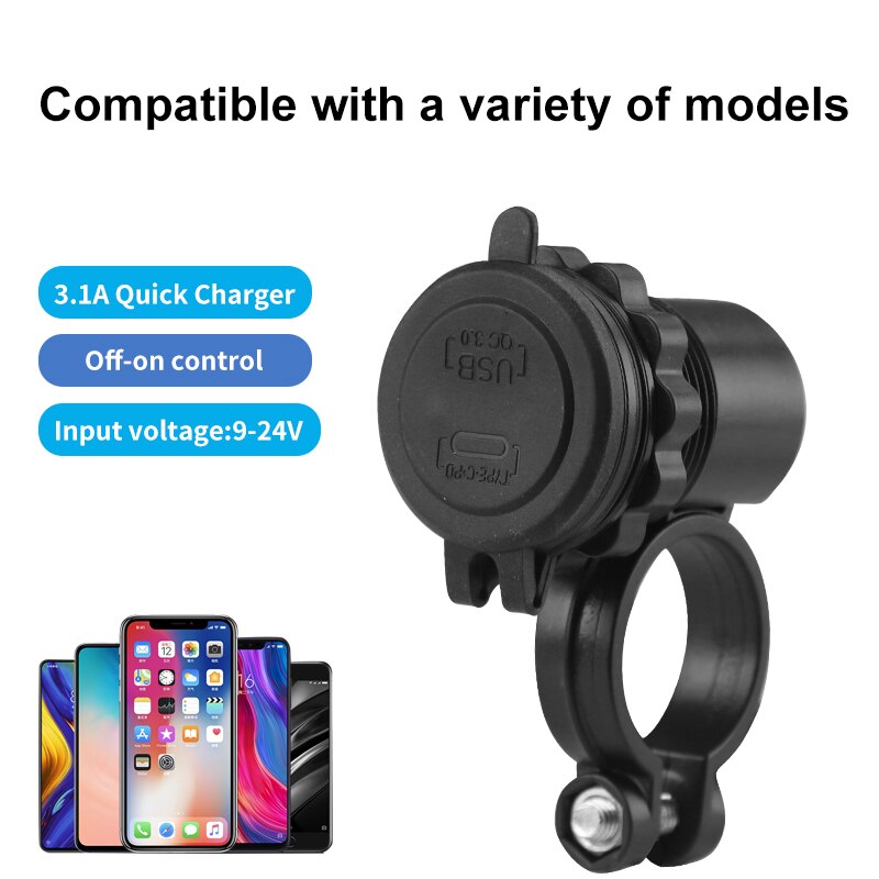 Priza moto/auto/atv fast charge, 3.1a, port usb, port usb-C ...