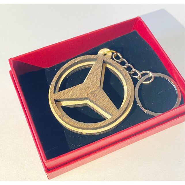 Breloc din Lemn Logo Mercedes 3D Dimensiune 47x47 mm - eMAG.ro