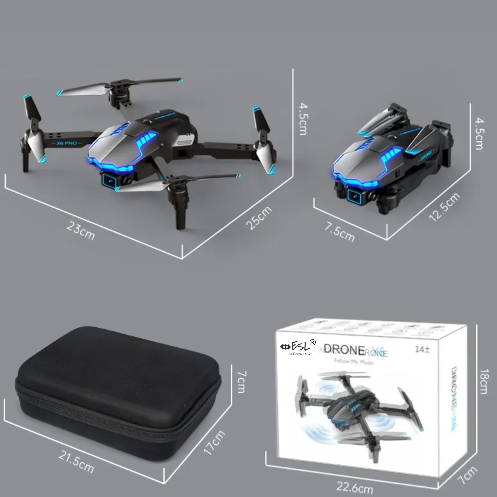 Drona Pliabila Incepatori cu 2 Camere Video 1080P 4K HD ESL by ...