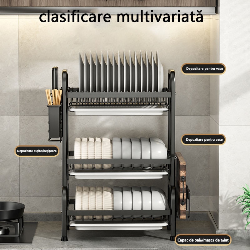 Raft scurgator de vase, BYONDSELF®, 3 niveluri, 3 separatoare, cu ...