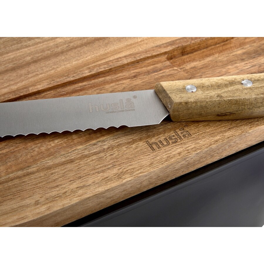 Husla kenyértartó és kés, Fekete/barna - eMAG.hu