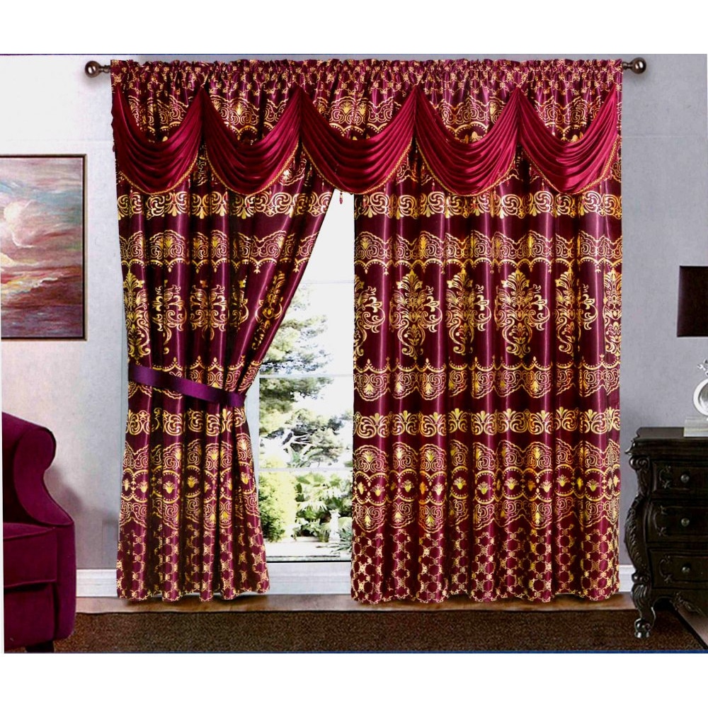 Set 2 Draperii Jacquard Cu Rejansa, 300 x 250, Bordo - eMAG.ro