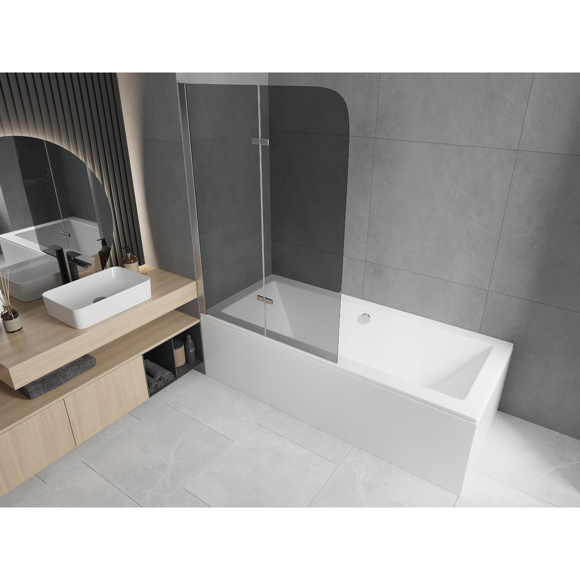 Paravan cada 80x140 cm Silla Pro, Pliabil, sticla clara, profil Crom ...