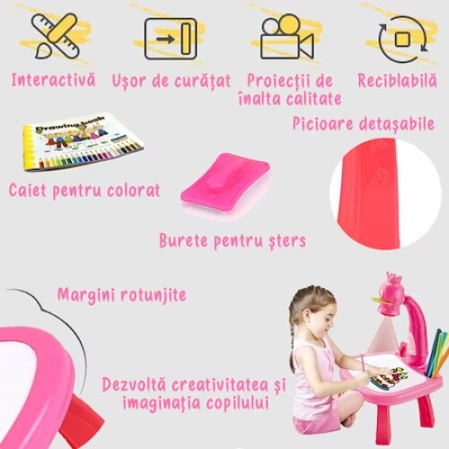 Jucarie educationala, NVM, masuta de desenat cu proiector, 3 discuri cu ...